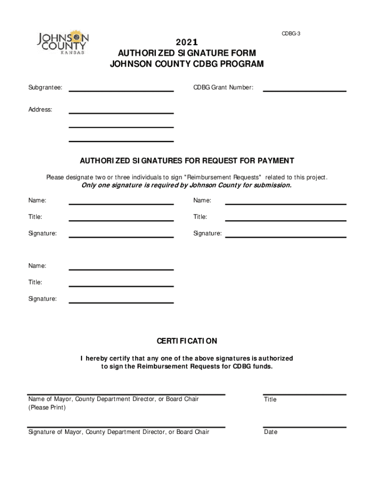 Fillable Online 2021 Authorization Signature Form - Johnson County ...
