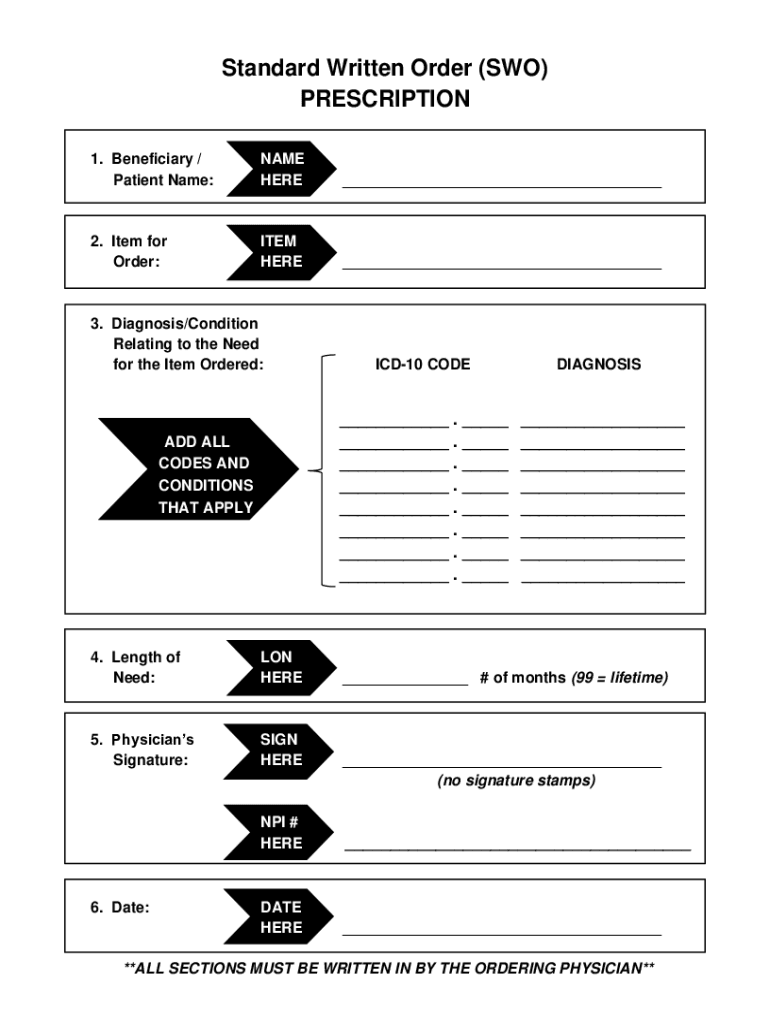 Fillable Online Standard Written Order PDF - Amigo Mobility Center Fax Email Print - pdfFiller