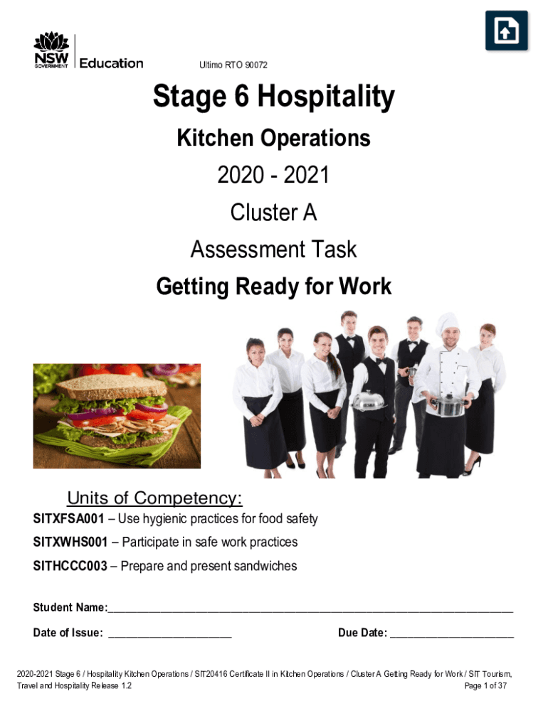 Fillable Online Hospitality - Certificate II in Kitchen Operations Fax ...
