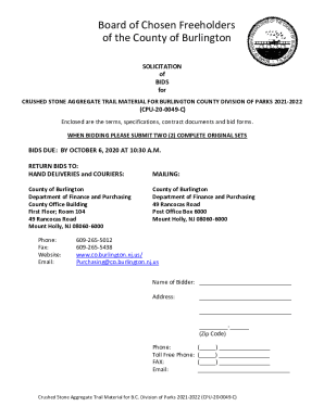 Fillable Online bcnj co burlington nj SOLICITATION of BIDS for CRUSHED ...