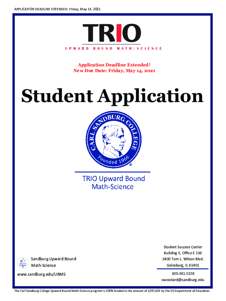 Fillable Online TRIO Upward Bound Math-Science - Carl Sandburg College ...
