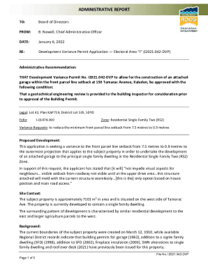 Fillable Online Electoral Area C: Development Variance Permit No. 701 ...