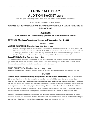 Fillable Online Audition Packet - Homestead High School Fax Email Print ...