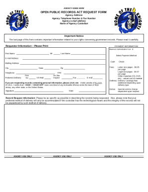 hesaa - open public records act request Doc Template | pdfFiller