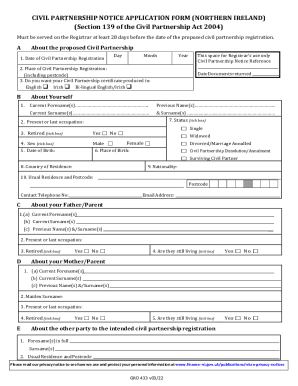 Fillable Online Civil partnership notice formnidirect Fax Email Print ...
