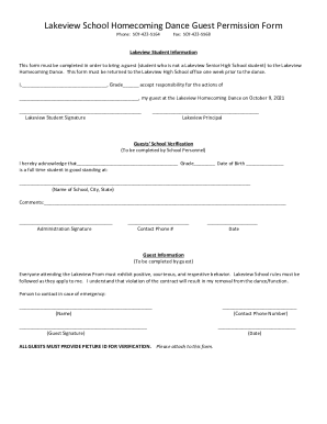 Fillable Online Archer High School Homecoming Guest Permission form 21 ...