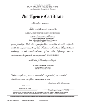 Fillable Online Air Agency Certificate - Safran Fax Email Print - pdfFiller