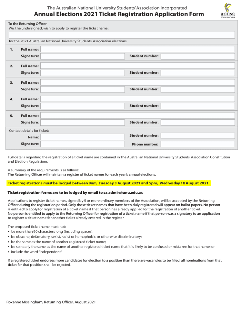 Fillable Online Ticket Registration Form 2021 Fax Email Print - pdfFiller