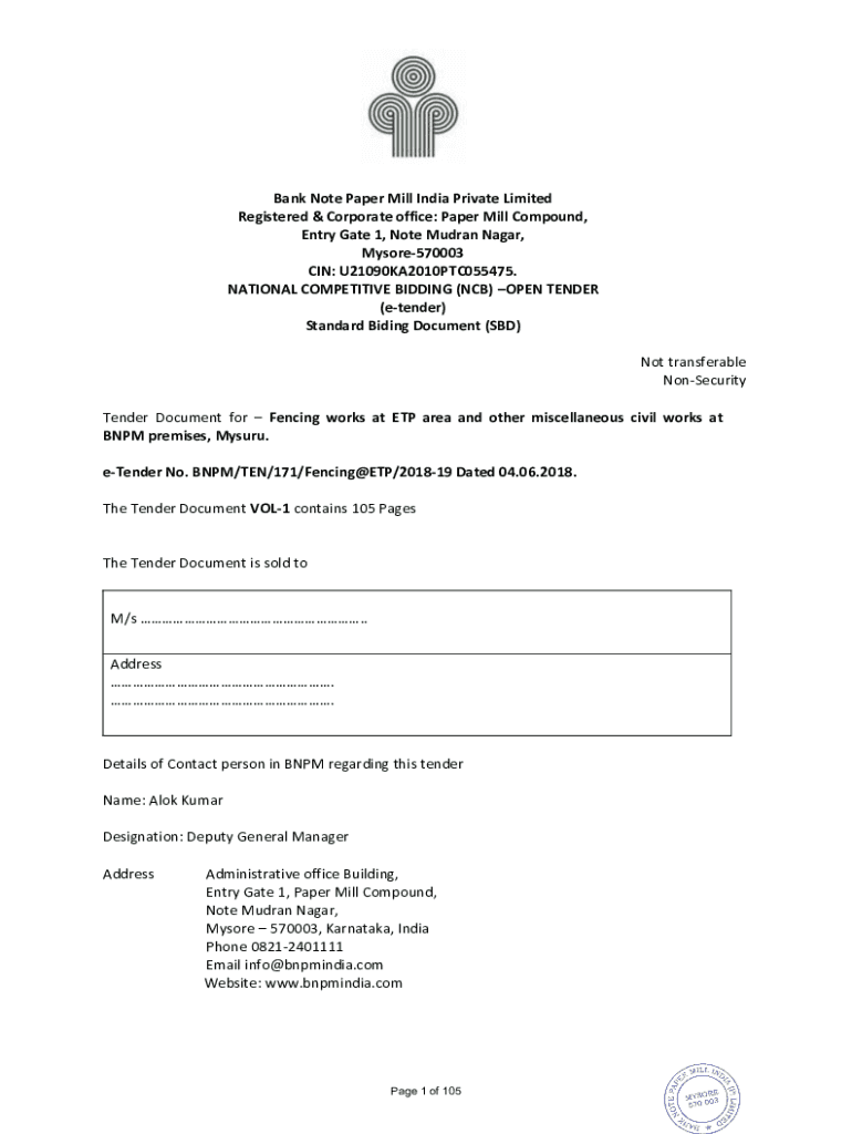 Fillable Online BANK NOTE PAPER MILL INDIA PRIVATE LIMITED - Tofler Fax ...