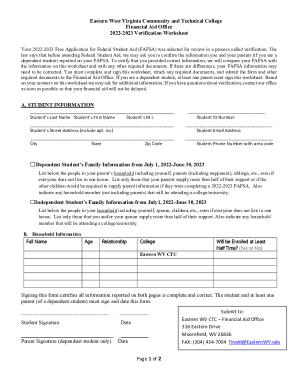 Fillable Online Verification-Worksheet2223.pdf Fax Email Print - pdfFiller
