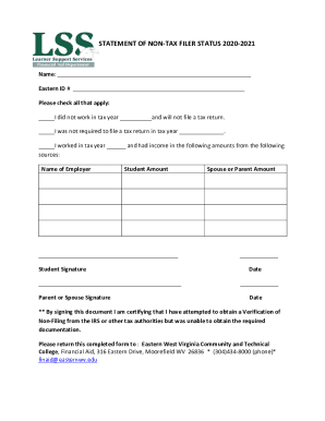 Fillable Online STATEMENT OF NON-TAX FILER STATUS 2020-2021 Fax Email ...