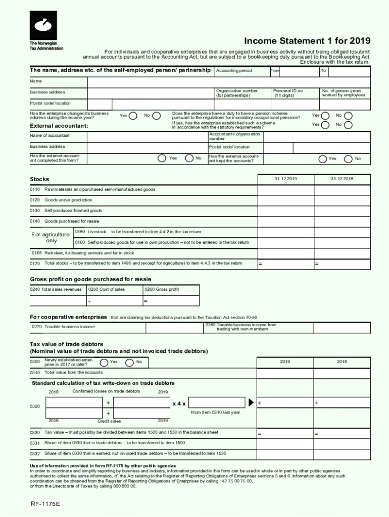 Fillable Online Income Statement 1 - The Norwegian Tax Administration ...