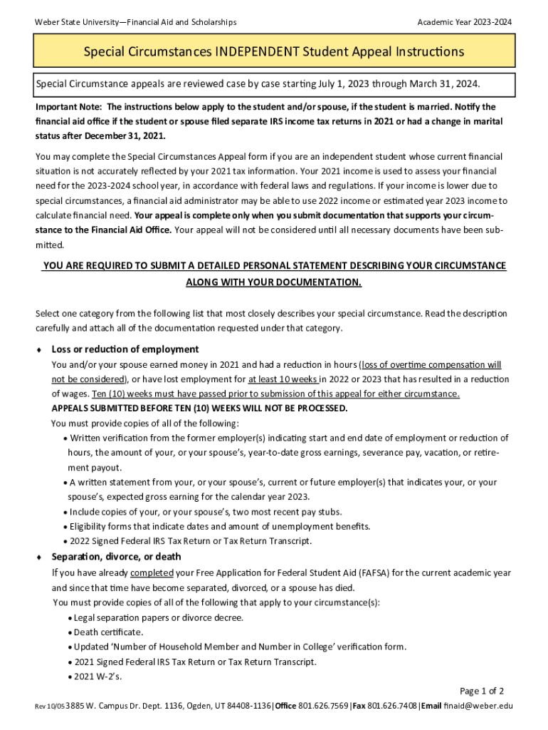 Fillable Online apps weber 2023-2024 Financial Aid Forms - Weber State University Fax Email ...