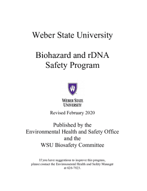 Fillable Online Weber State University Biohazard and rDNA Safety ...
