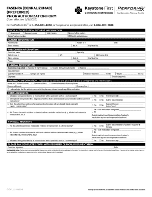 Fillable Online Fasenra Prior Authorization Form - Pharmacy - Keystone ...