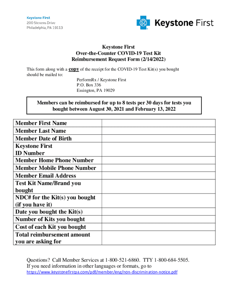 Fillable Online Over-the-Counter COVID-19 Test Kit Reimbursement ...