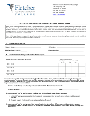 Fillable Online Financial Aid Forms - Fletcher Technical Community ...