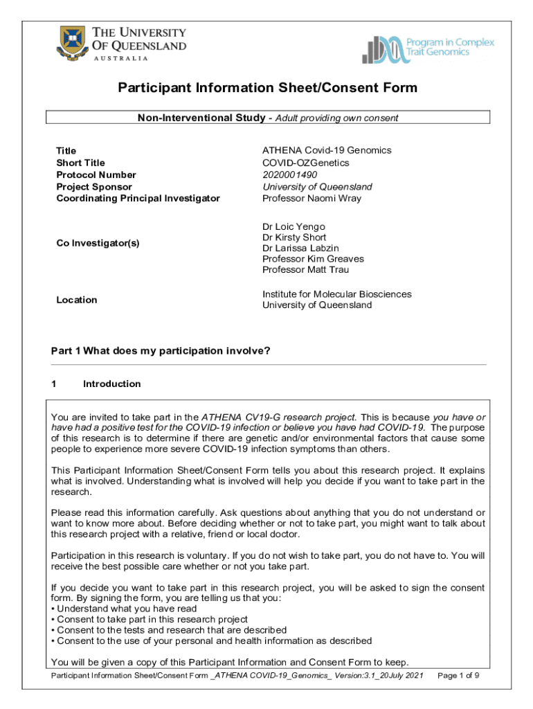 Fillable Online Participant Information Sheet/Consent Form - WSLHD Fax Email Print - pdfFiller