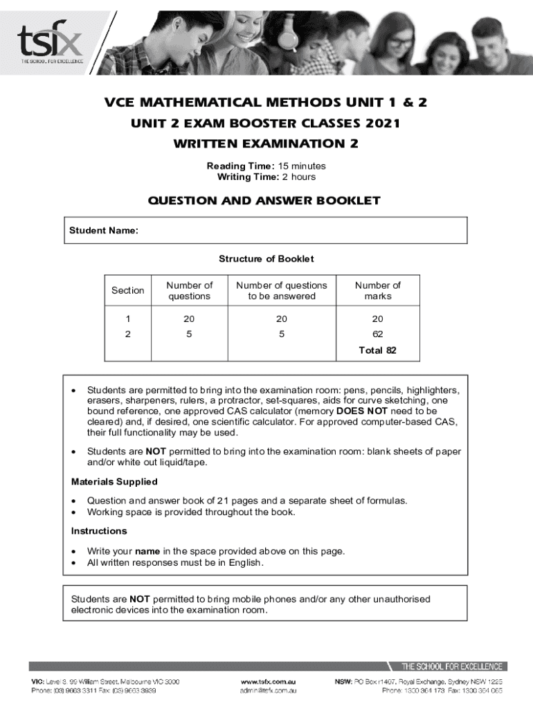 Fillable Online Pages - Units 1 and 2 - Sample course - Mathematical Methods Fax Email Print ...