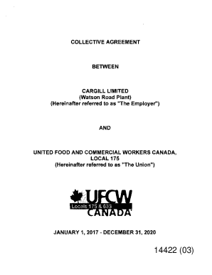 Fillable Online COLLECTIVE AGREEMENT BETWEEN: CARGILL VALUE ... Fax ...