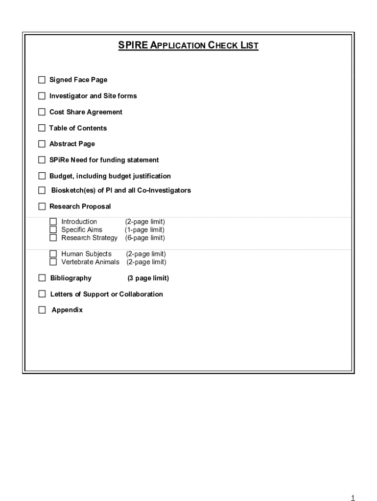 Fillable Online med umkc SPIRE APPLICATION CHECK LIST - UMKC School of ...