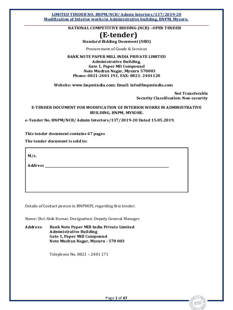 Tenderwizard Bnp - Fill Online, Printable, Fillable, Blank | pdfFiller