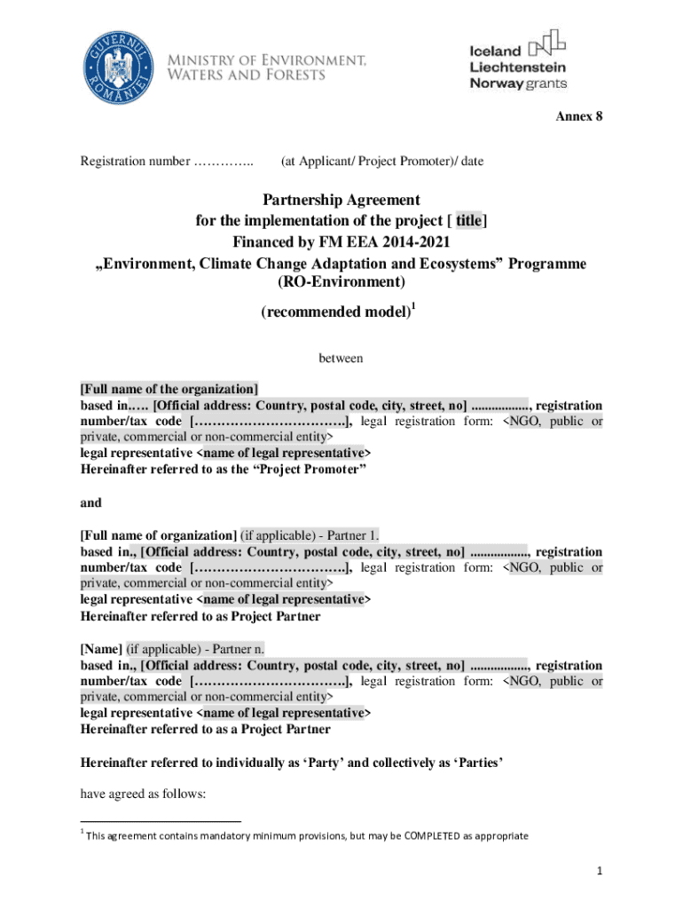 Fillable Online Annex 8 Partnership Agreement for the implementation of the ... Fax Email Print ...