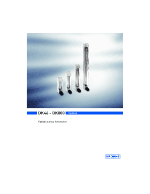 Fillable Online DK46 - DK800 Handbook - Variable area flowmeter ...