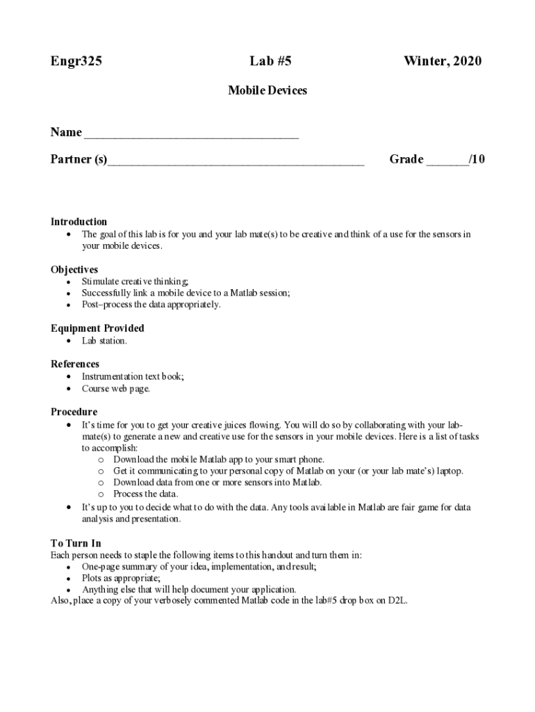 Fillable Online ENGR-325 Lab 5 Report Your lab book is expected to ...