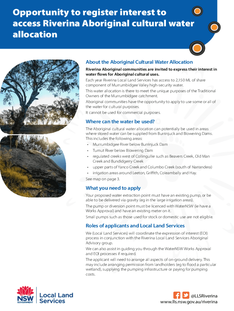 Fillable Online Riverina Aboriginal cultural water ... - Local Land ...