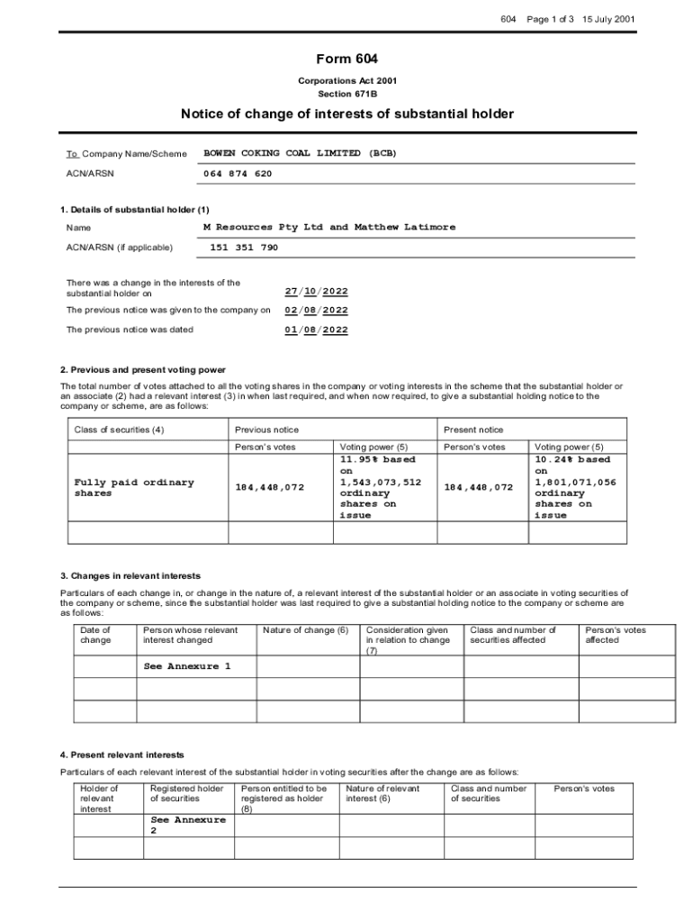 Fillable Online Appendix 3Y (Change of Director's Interest Notice) and ...
