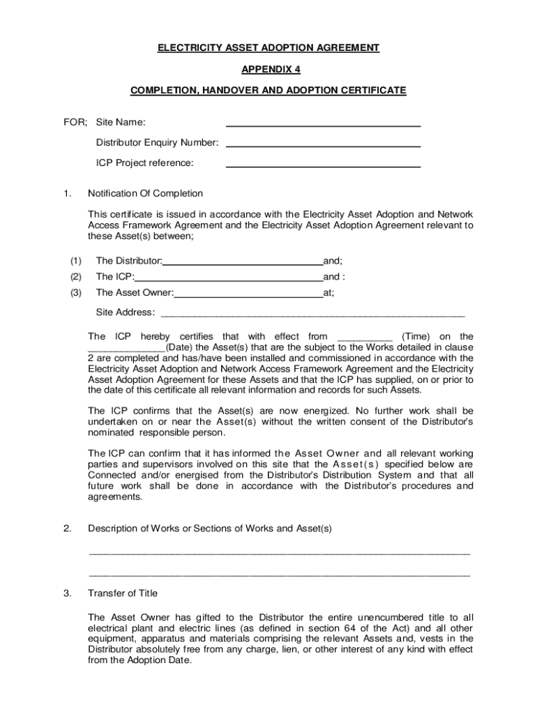 Fillable Online ENWL Bilateral Adoption AGREEMENT - Electricity North ...