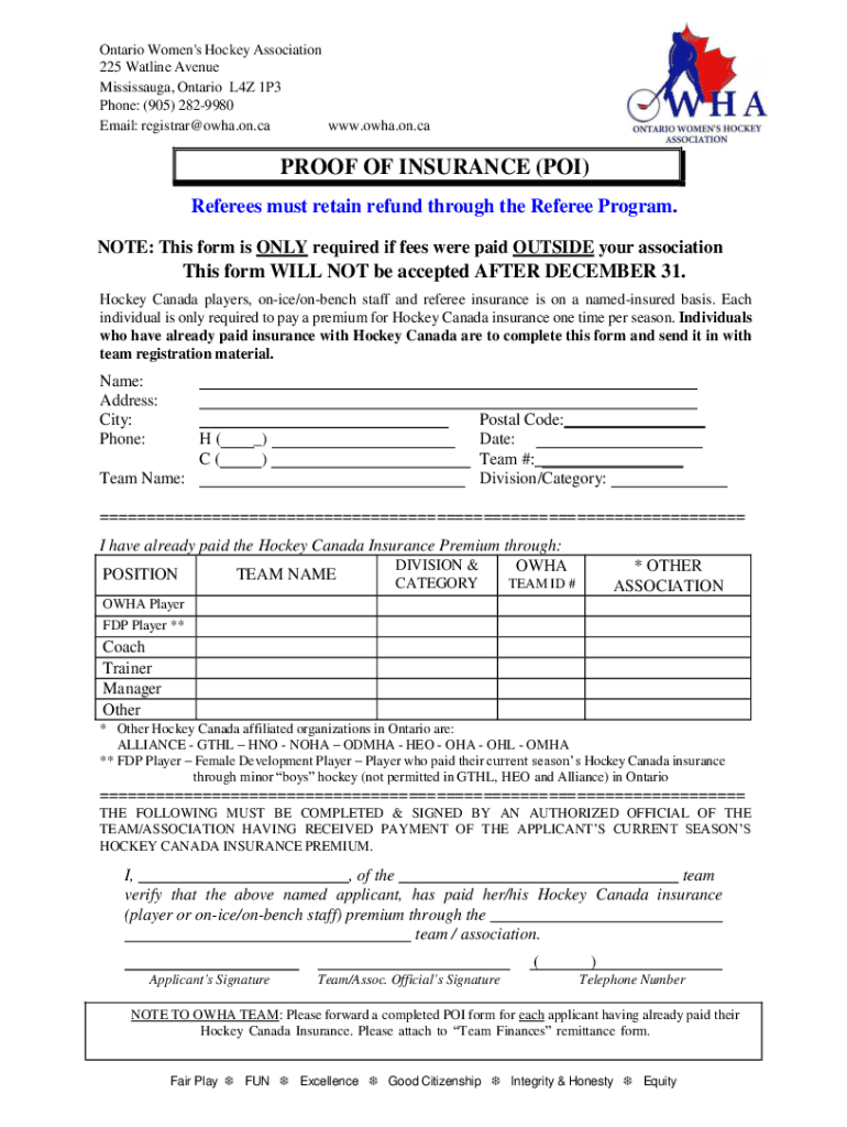 Fillable Online PROOF OF INSURANCE FORM Fax Email Print - pdfFiller