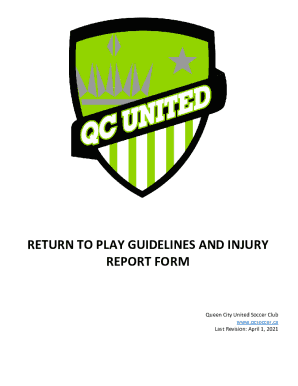 Fillable Online RETURN TO PLAY GUIDELINES AND INJURY REPORT FORM Fax ...