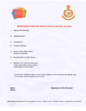 Fillable Online membership form for odisha poltce canteen - Angul ...