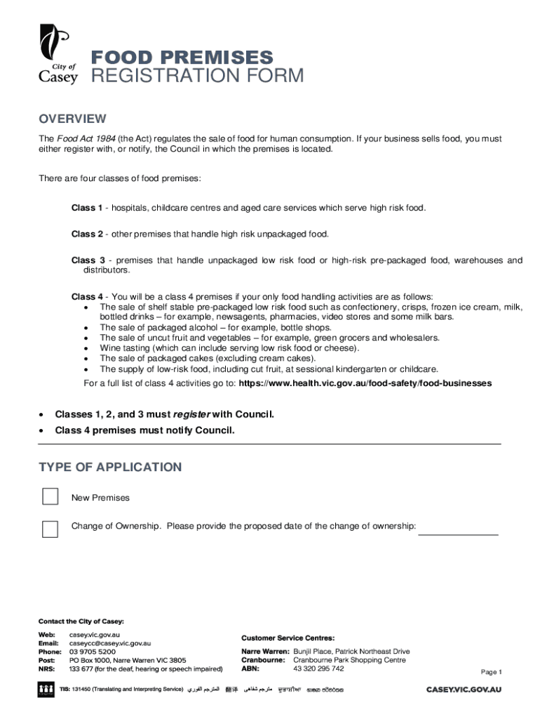 Fillable Online Application to Register a Food Premises - Loddon Shire ...