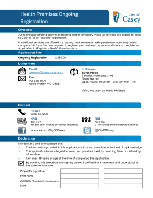 Fillable Online HEALTH PREMISES ONGOING REGISTRATION FORM Fax Email ...