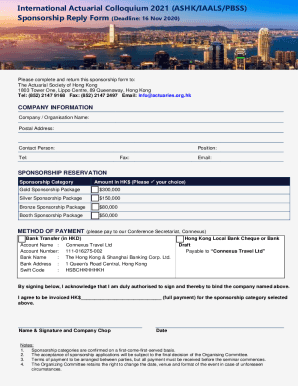 Fillable Online Hong Kong 2021 Sponsorship Form Fax Email Print - pdfFiller