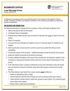 Fillable Online BUSINESS OFFICE Lost Receipt Form Fax Email Print ...