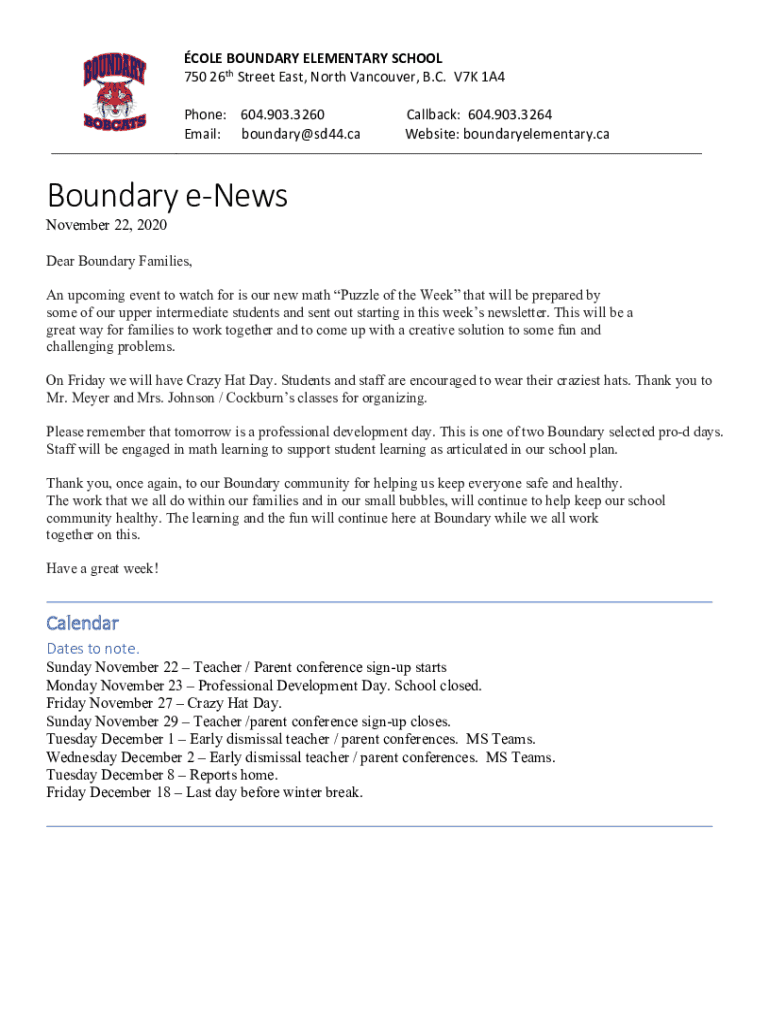 Fillable Online Boundary PACEcole Boundary Elementary School Parents Fax Email Print - pdfFiller