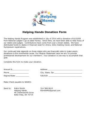 Fillable Online Helping Hands Donation Form - NAWGJ Fax Email Print ...