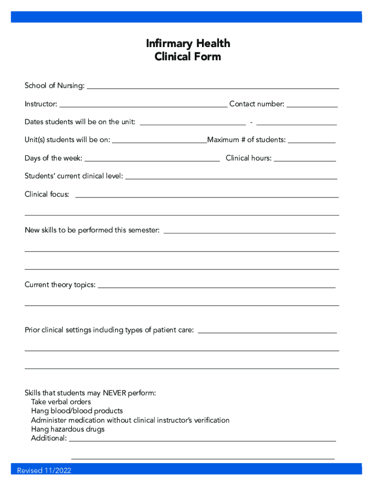 Fillable Online Nursing Student Forms - Mobile - Infirmary Health Fax ...