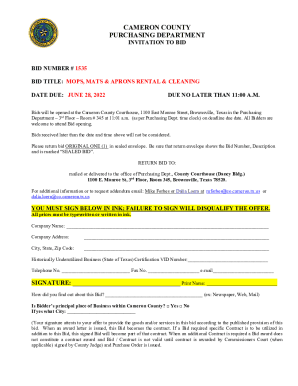 Fillable Online BID NUMBER # 1535 Fax Email Print - pdfFiller