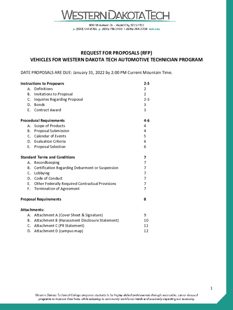 Fillable Online REQUEST FOR PROPOSALS (RFP) VEHICLES FOR WESTERN ...