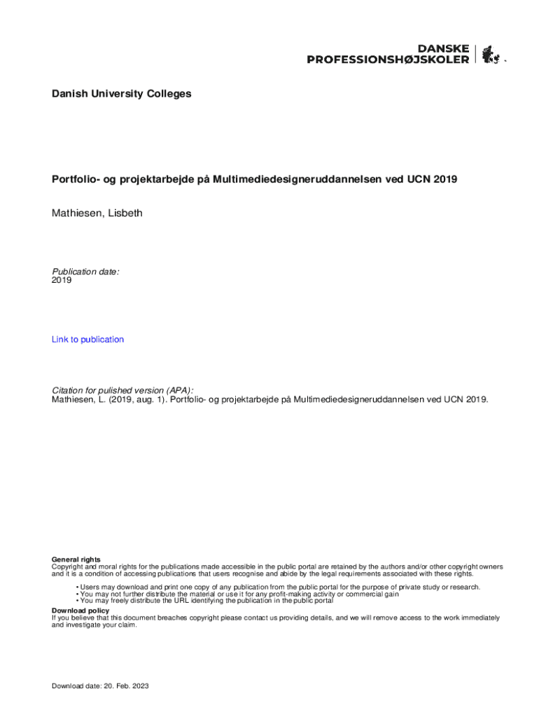 Fillable Online Portfolio - UC Viden Fax Email Print - pdfFiller