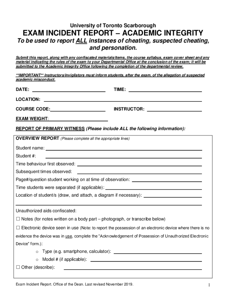 Fillable Online hive utsc utoronto What to do if you suspect an offence ...