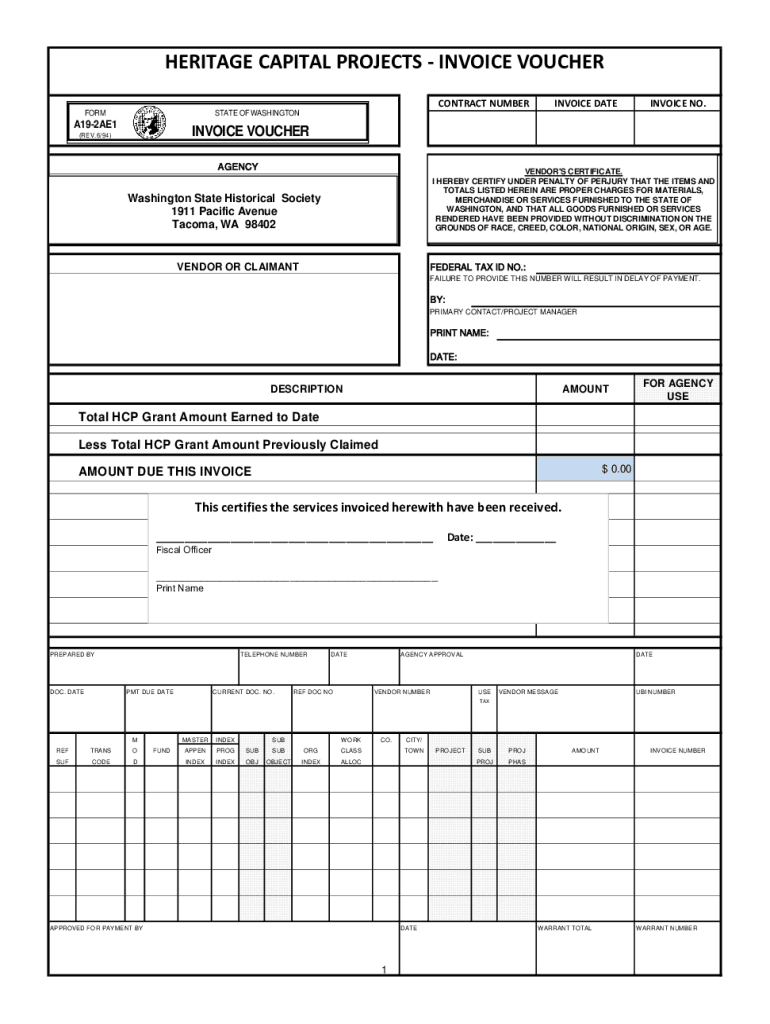 Fillable Online HERITAGE CAPITAL PROJECTS - INVOICE VOUCHER Fax Email Print - pdfFiller