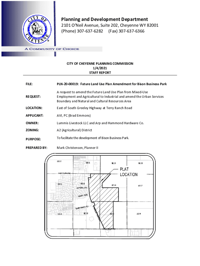Fillable Online PLN-20-00019: Future Land Use Plan Amendment for Bison ...