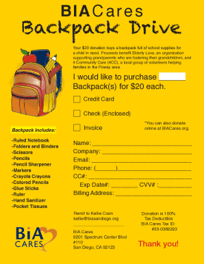 Fillable Online Volunteers help pack backpacks filled with donated ...