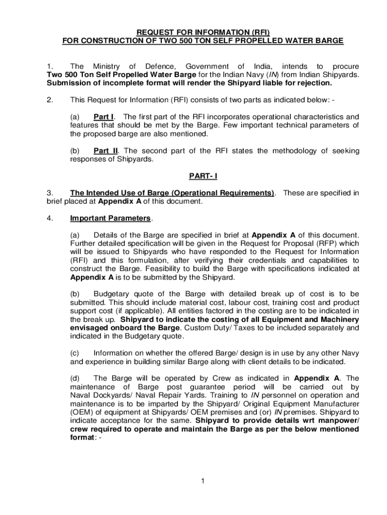 Fillable Online request for information (rfi) for construction of ...